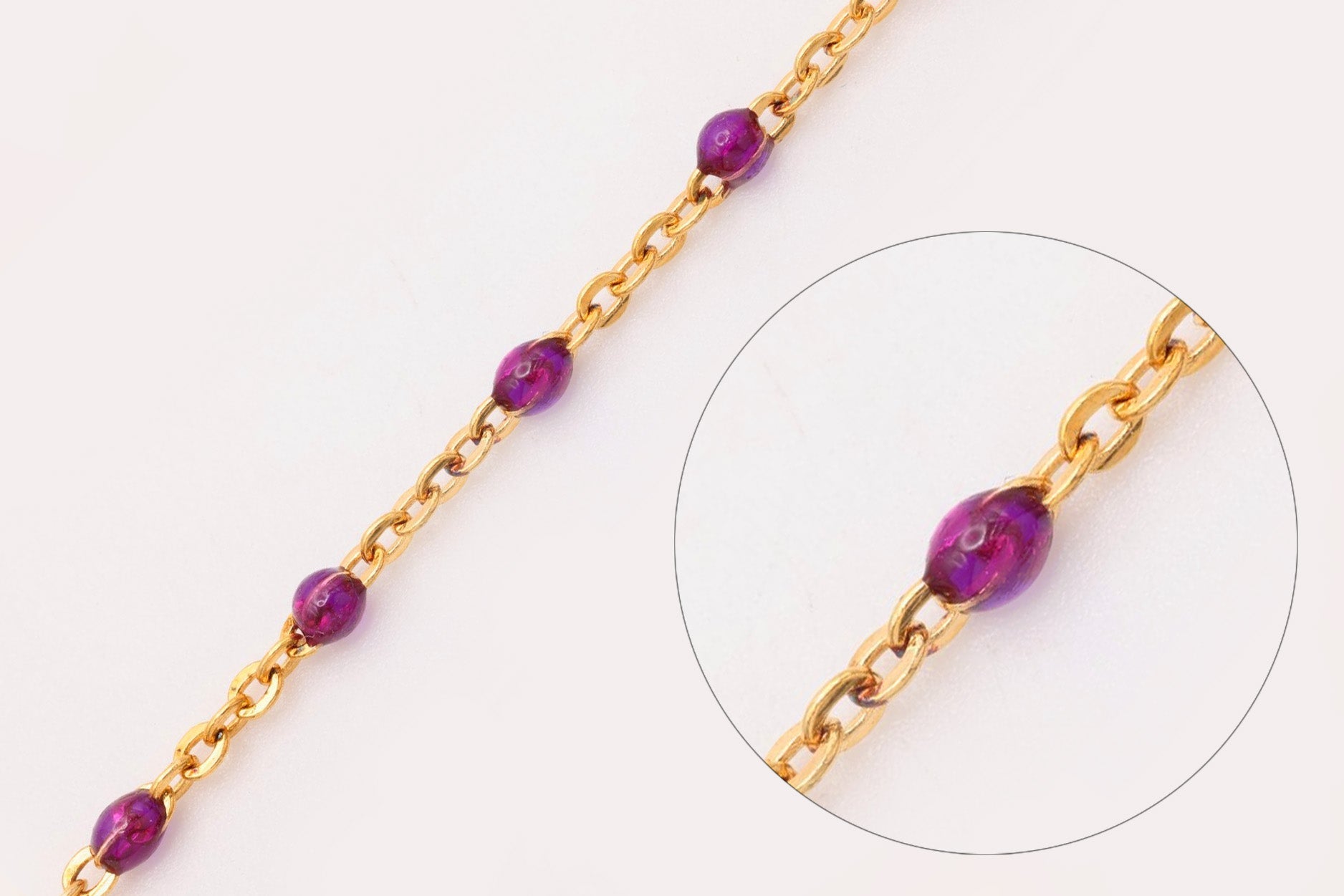 1.5mm Purple Enamel Chain, Gold-Filled, Bulk DIY Spool Pay Per Foot Je
