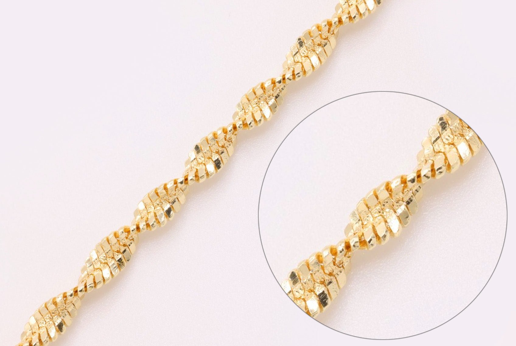 2mm Twisted Herringbone Finished Necklace Chain, Gold-Plated over Ster