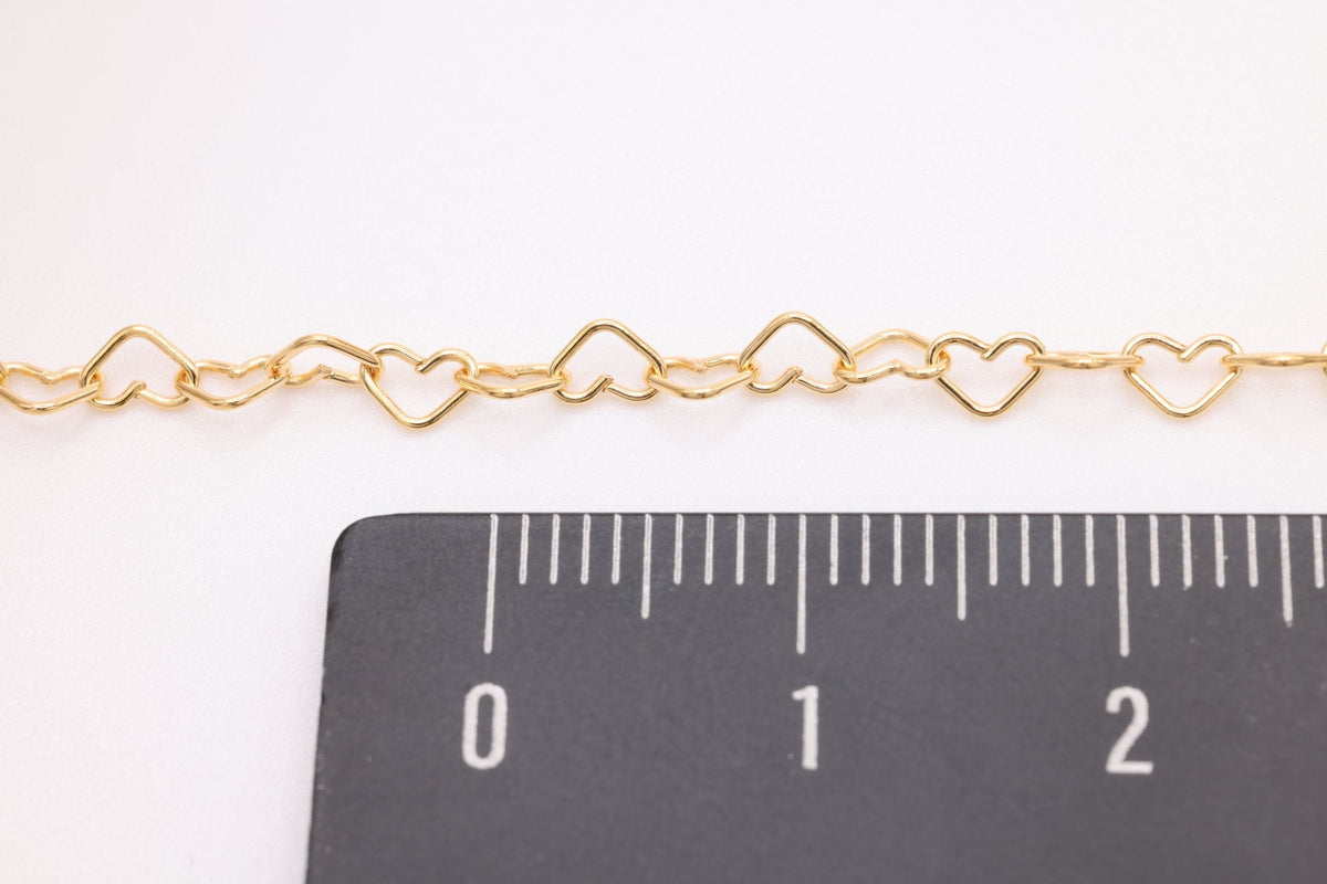 3mm x 3mm Heart Chain, Gold-Filled or 925 Sterling Silver, Heart Cable