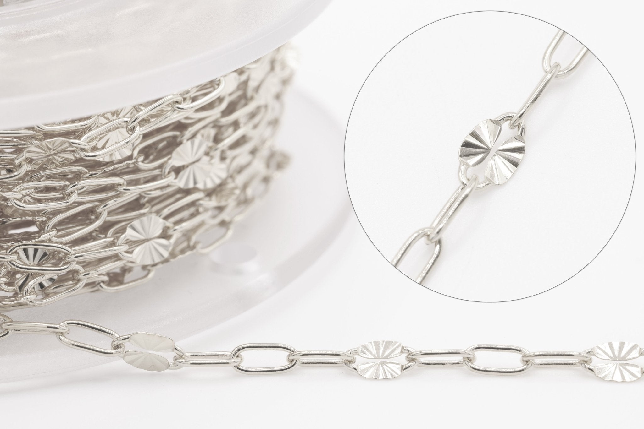 3.3mm Starburst Diamond Cut Chain, 925 Sterling Silver, Pay Per Foot,