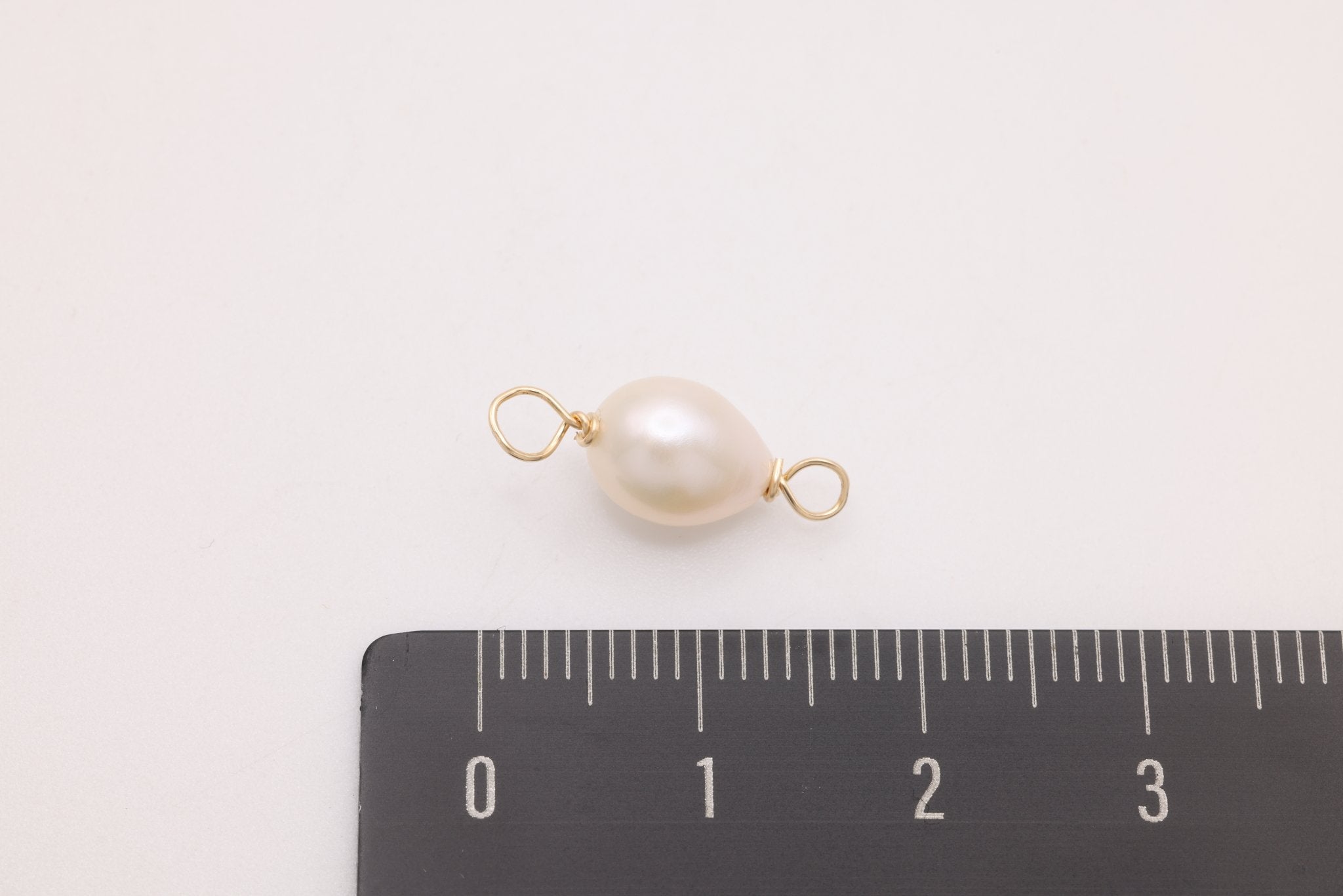 Baroque Freshwater Pearl Connector Charm Gold Filled 17mm x 6mm Wire Wrapped Pearl Bulk DIY Wholesale Jewelry Making Charm
