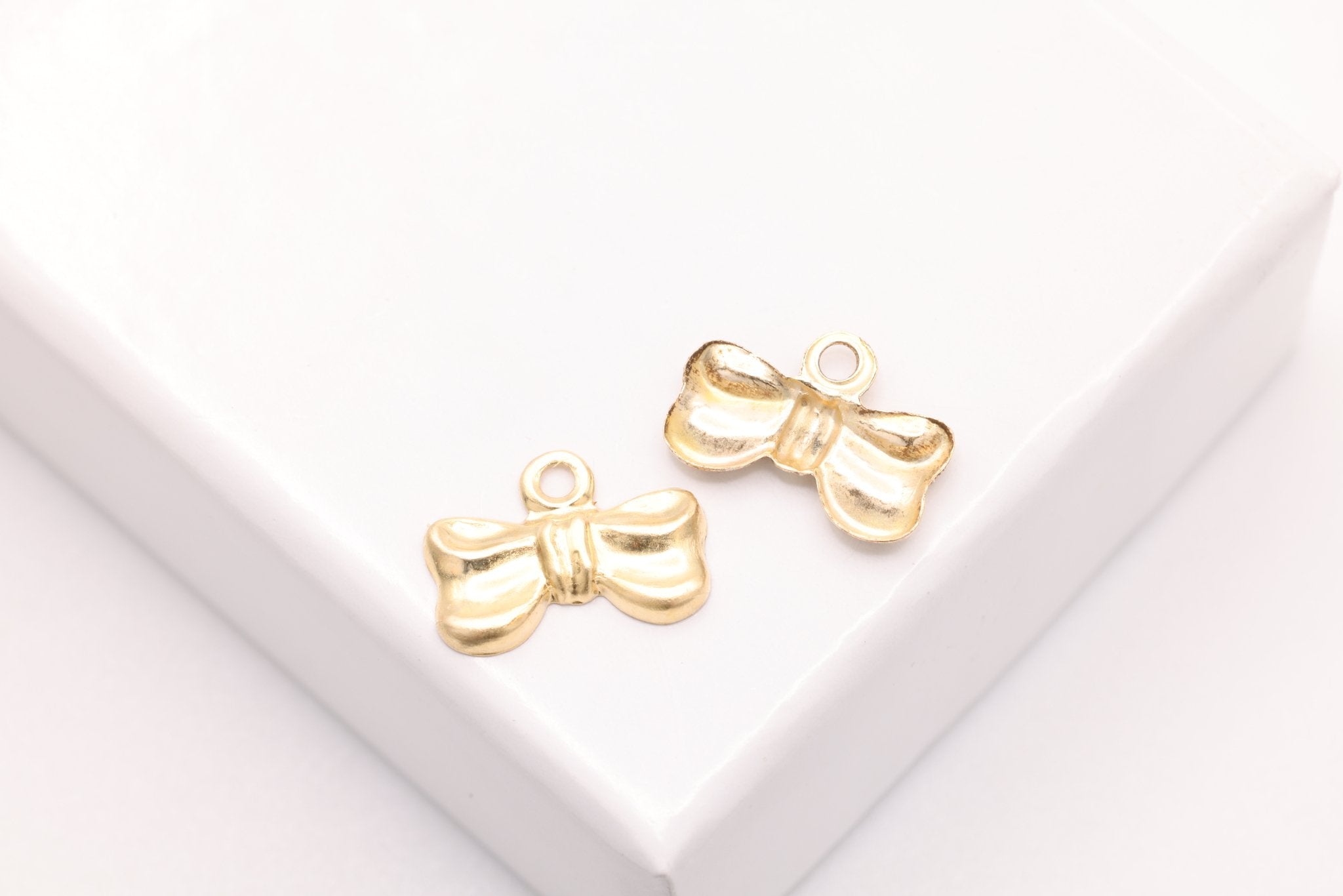 Bow Charm, Gold-Filled, 9mm x 6mm, Dainty Gold Bow Charm, Bulk DIY Who