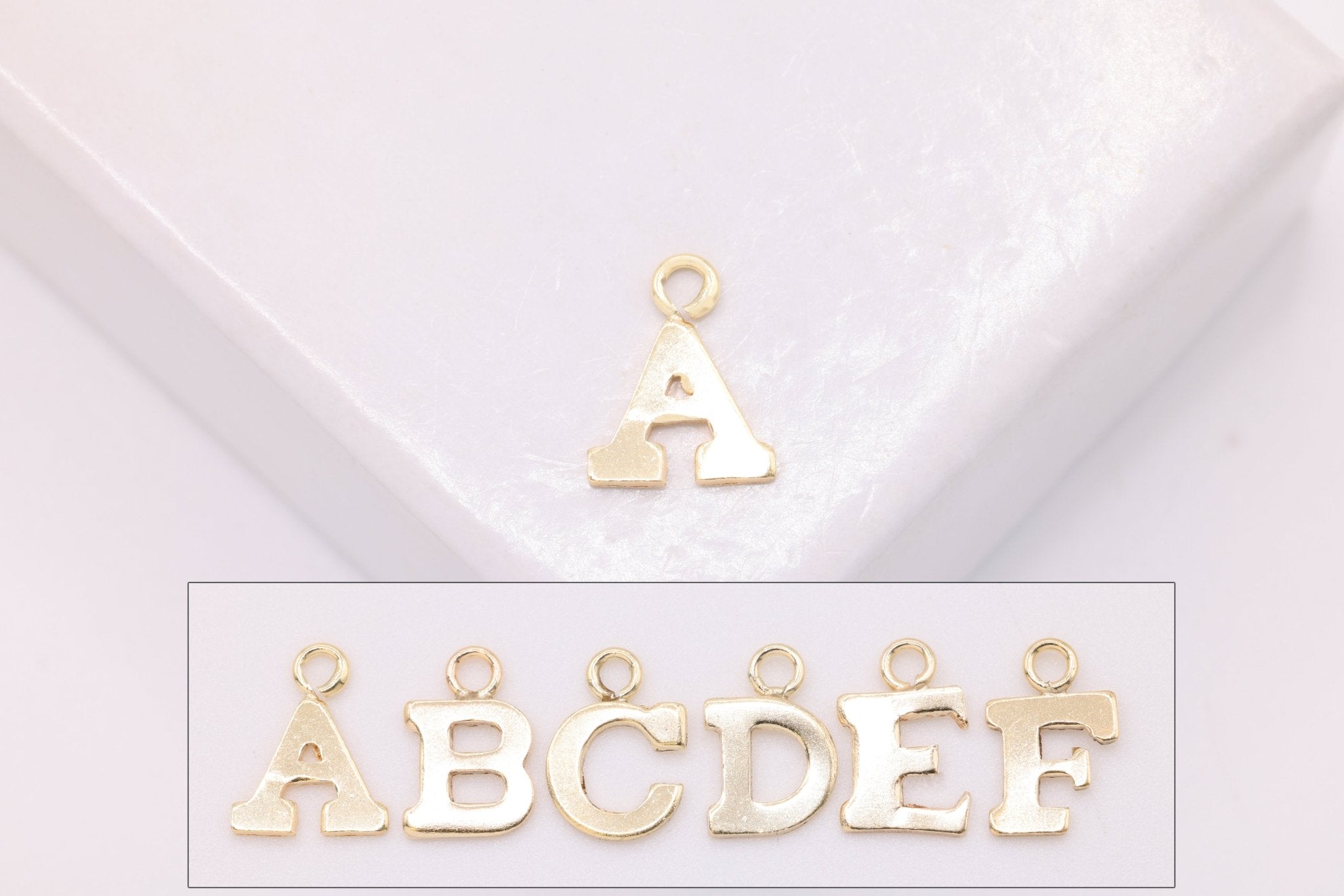 Wholesale Charms - 14k Gold Filled Initial Block Letter Charm Drop A ...