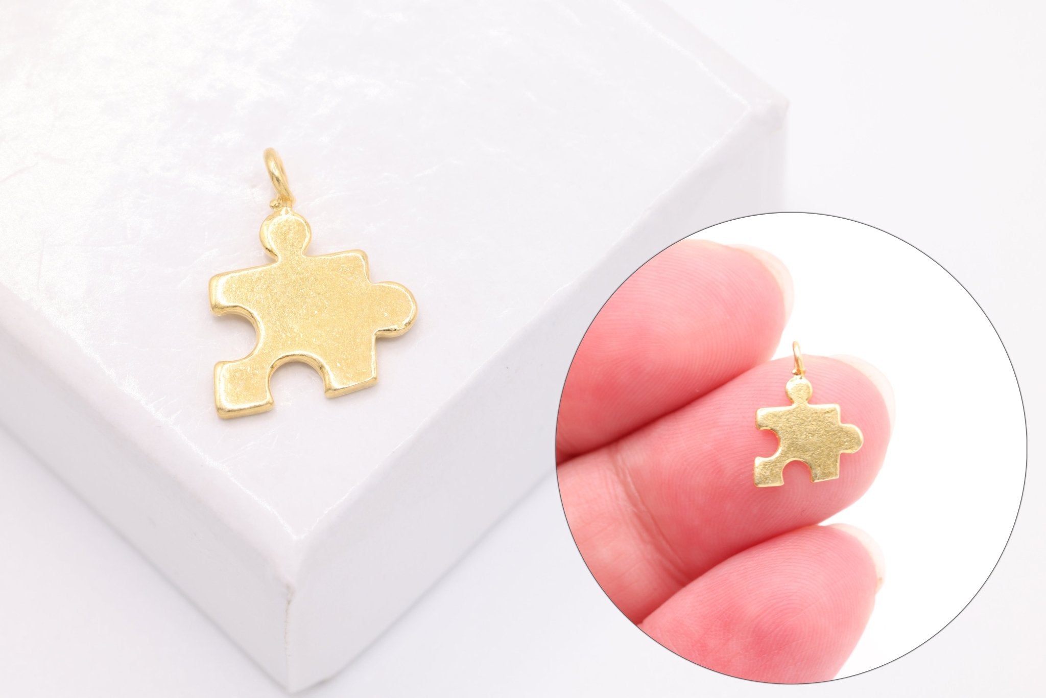 Puzzle Piece Charm Wholesale 14K Gold, Solid 14K Gold, 329G