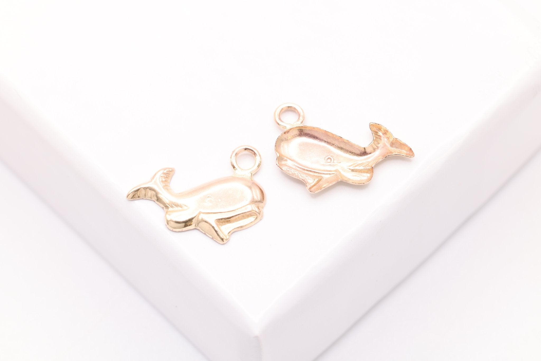 Whale Charm, Gold-Filled, 10mm x 7mm, Small Ocean Blue Whale Charm, Bu