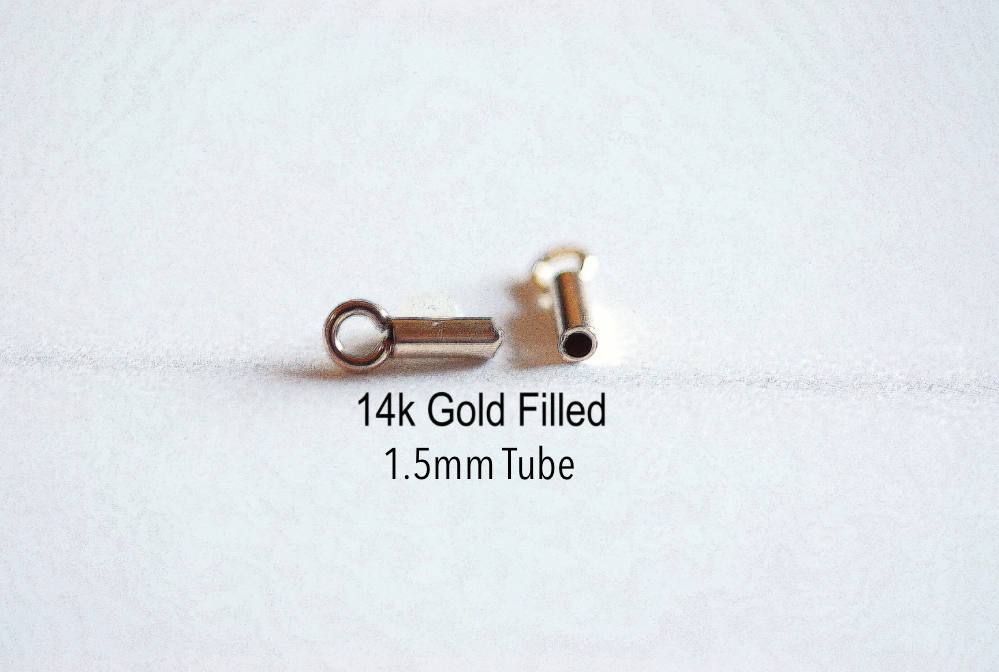 2pcs 14k Gold Filled Crimp End Tubes- Gold Crimp End Tube, Crimp tubes