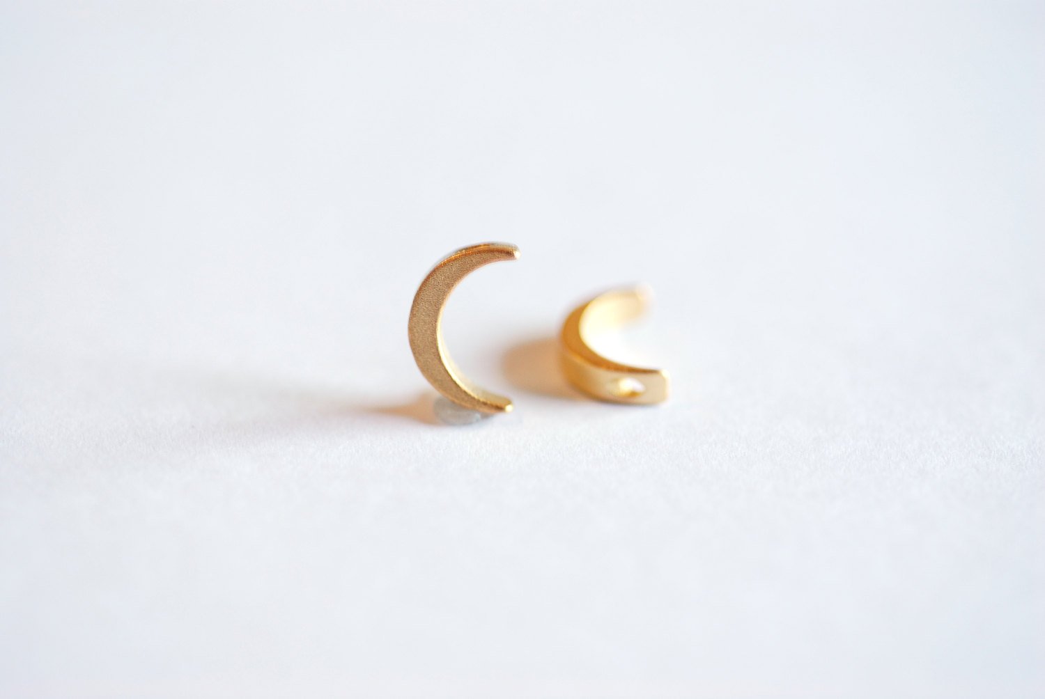 Wholesale Charms - Matte Gold Crescent Moon Beads Charm-22k gold plated ...