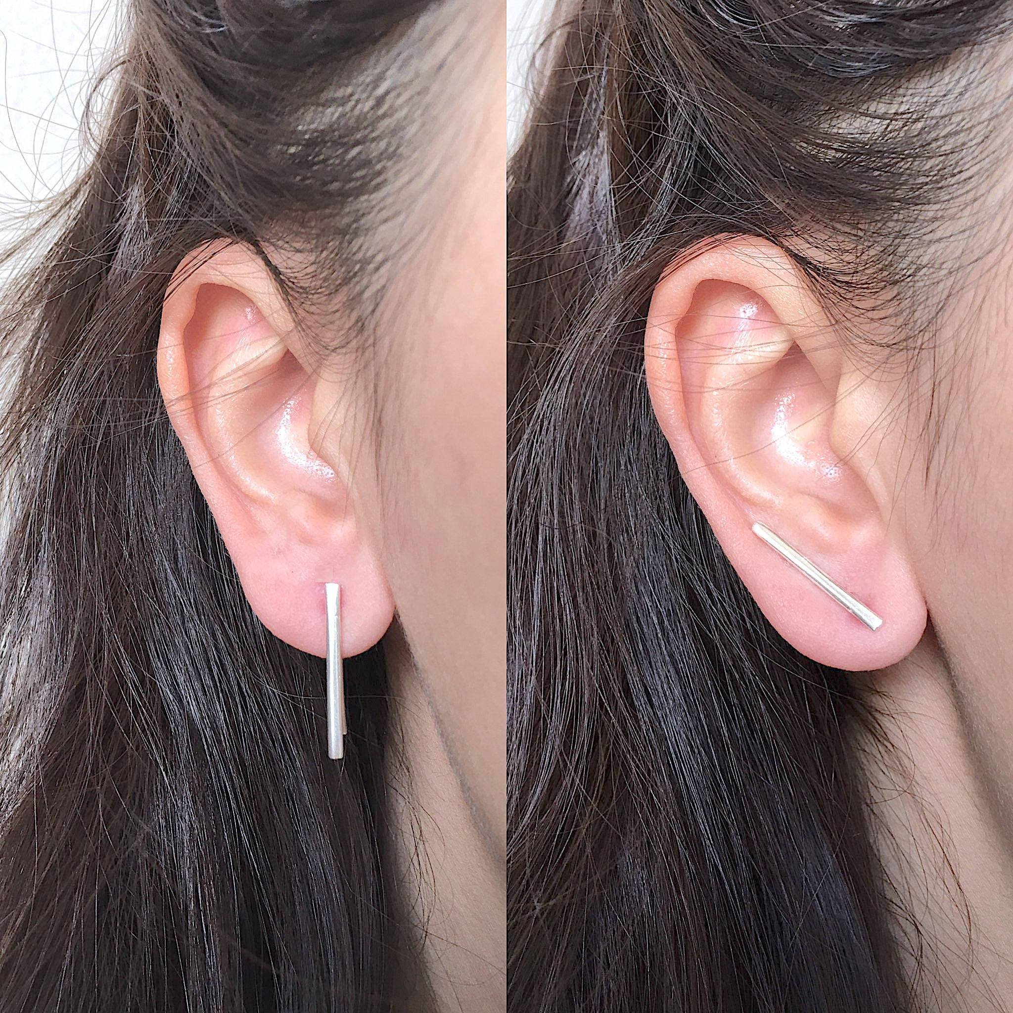 Wholesale Earrings Sterling Silver Bar Earrings 925 Silver Line Earrings Silver Stick Earrings Ear Climber Earrings Square bar ear climbers Long Bar Studs