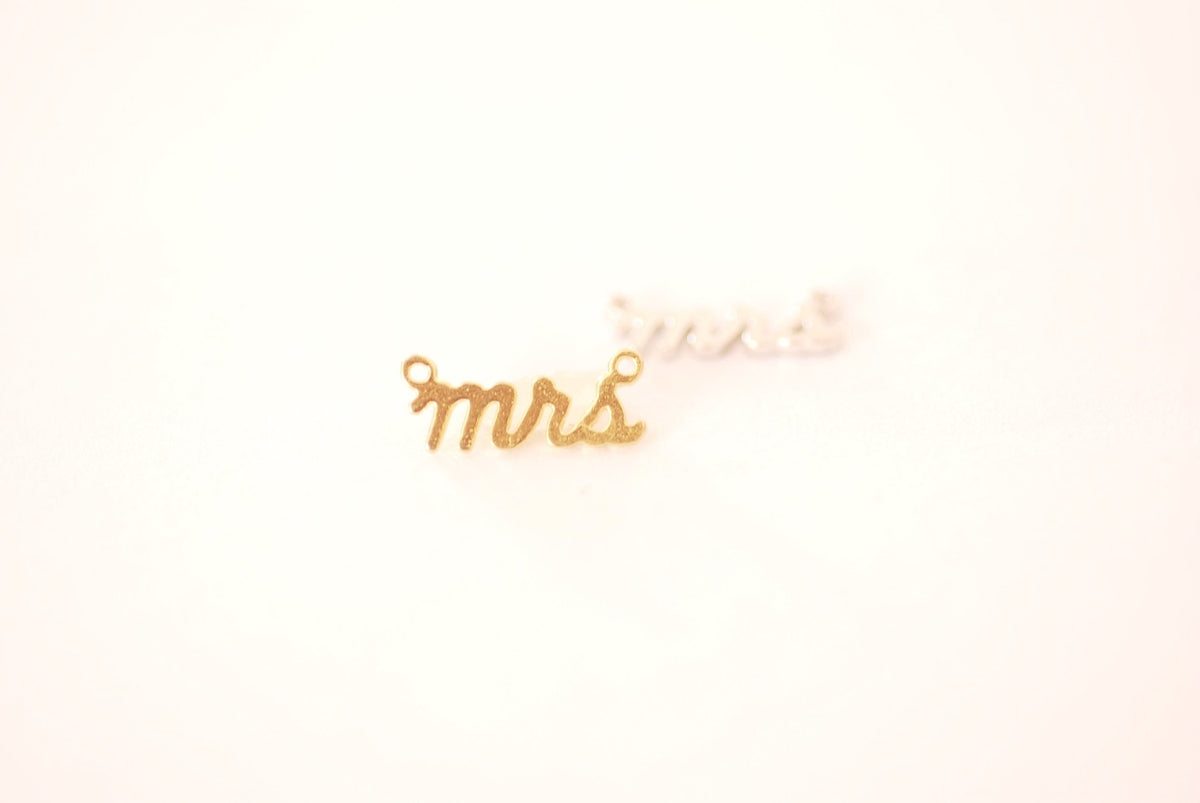 Sterling Silver or Vermeil 18k Gold Mrs Letter Wording Signature Conne