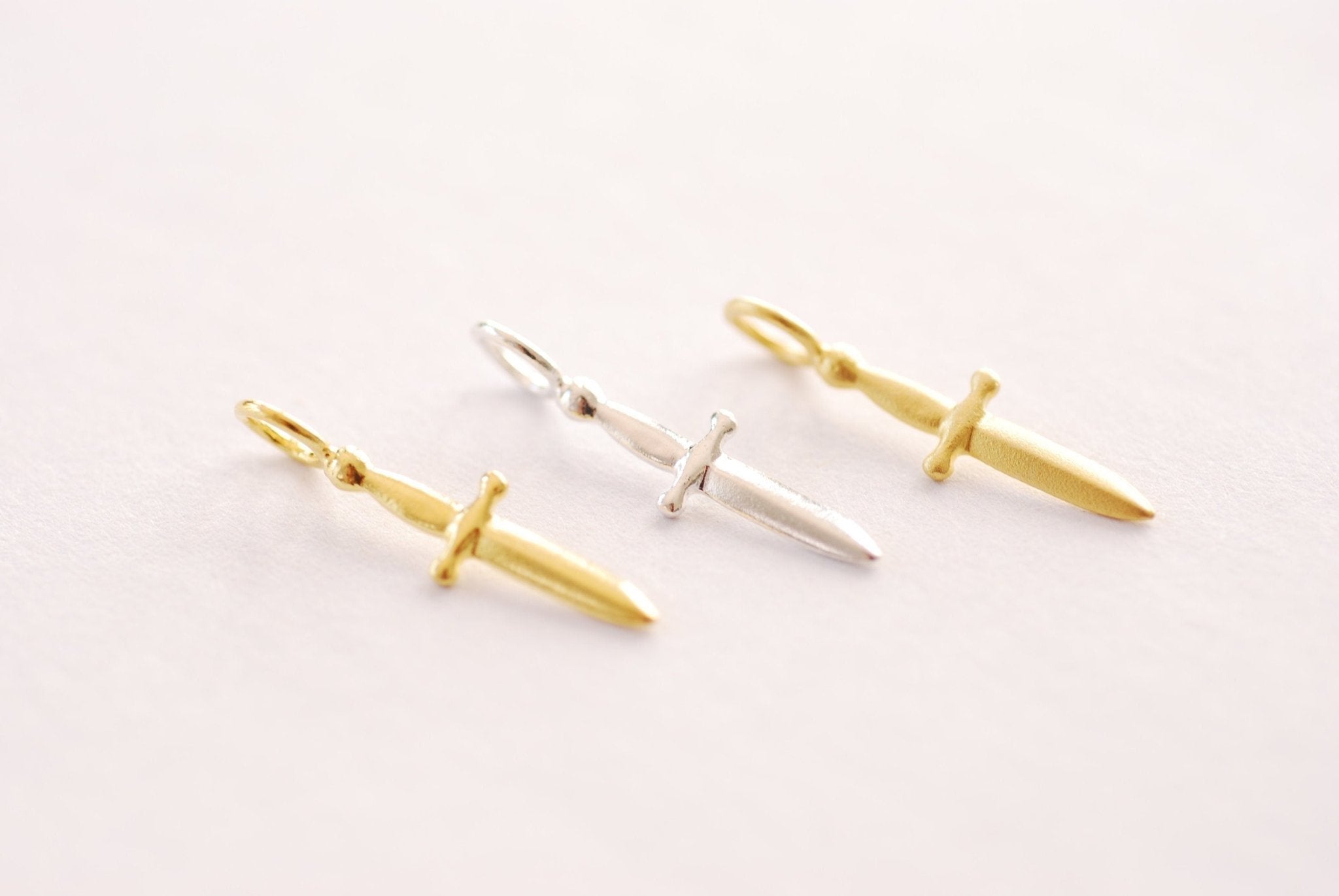 Sword Dagger Charm, 925 Sterling Silver or Vermeil, 25mm x 7mm, Knight