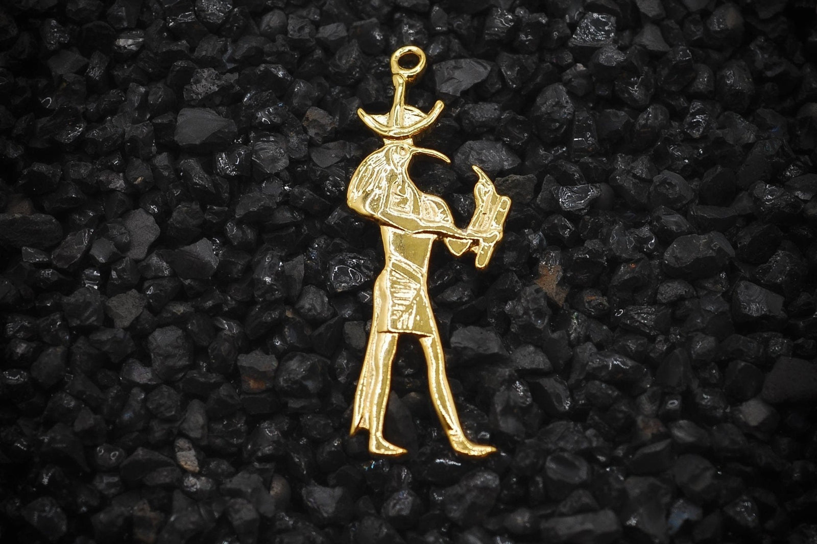 Thoth Djehuty God of the Moon Ancient Egyptian Charm | Solid 14K Gold ...