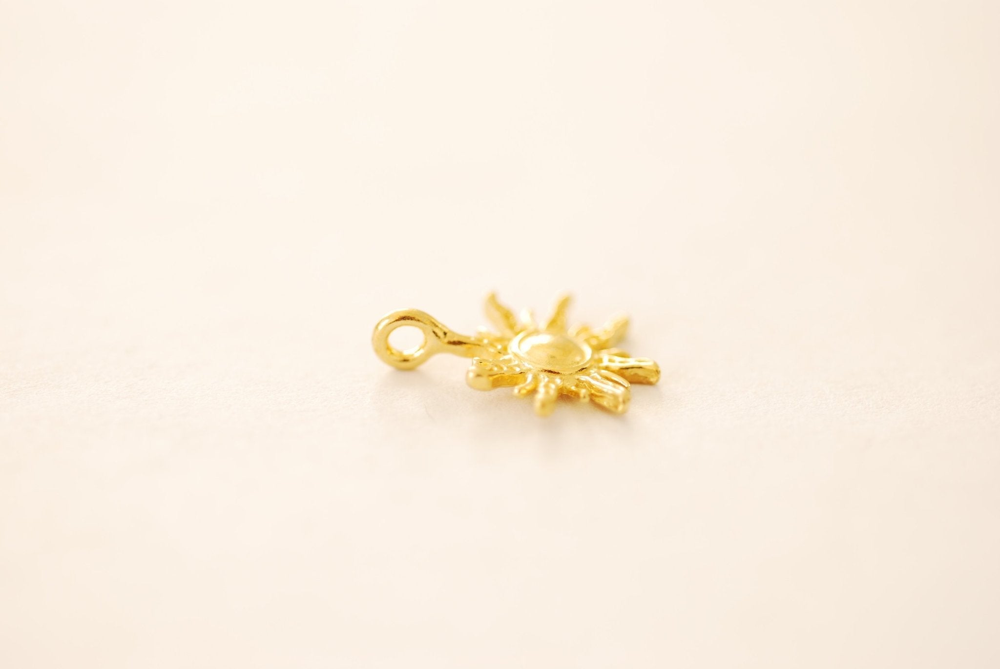 Vermeil Gold or Sterling Silver Sun charm Pendant Starburst Sun Rays G