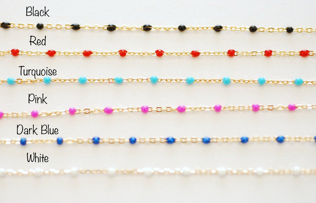 1.5mm Wholesale Colorful Enamel Chain, Gold-Filled or 925 Sterling Sil